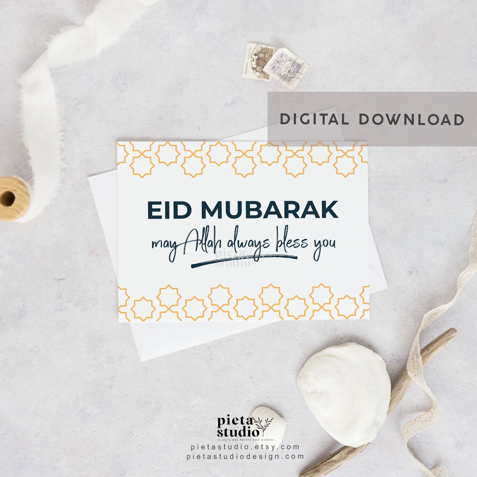 Share happiness with this Eid mubarak greeting card to your loved one!