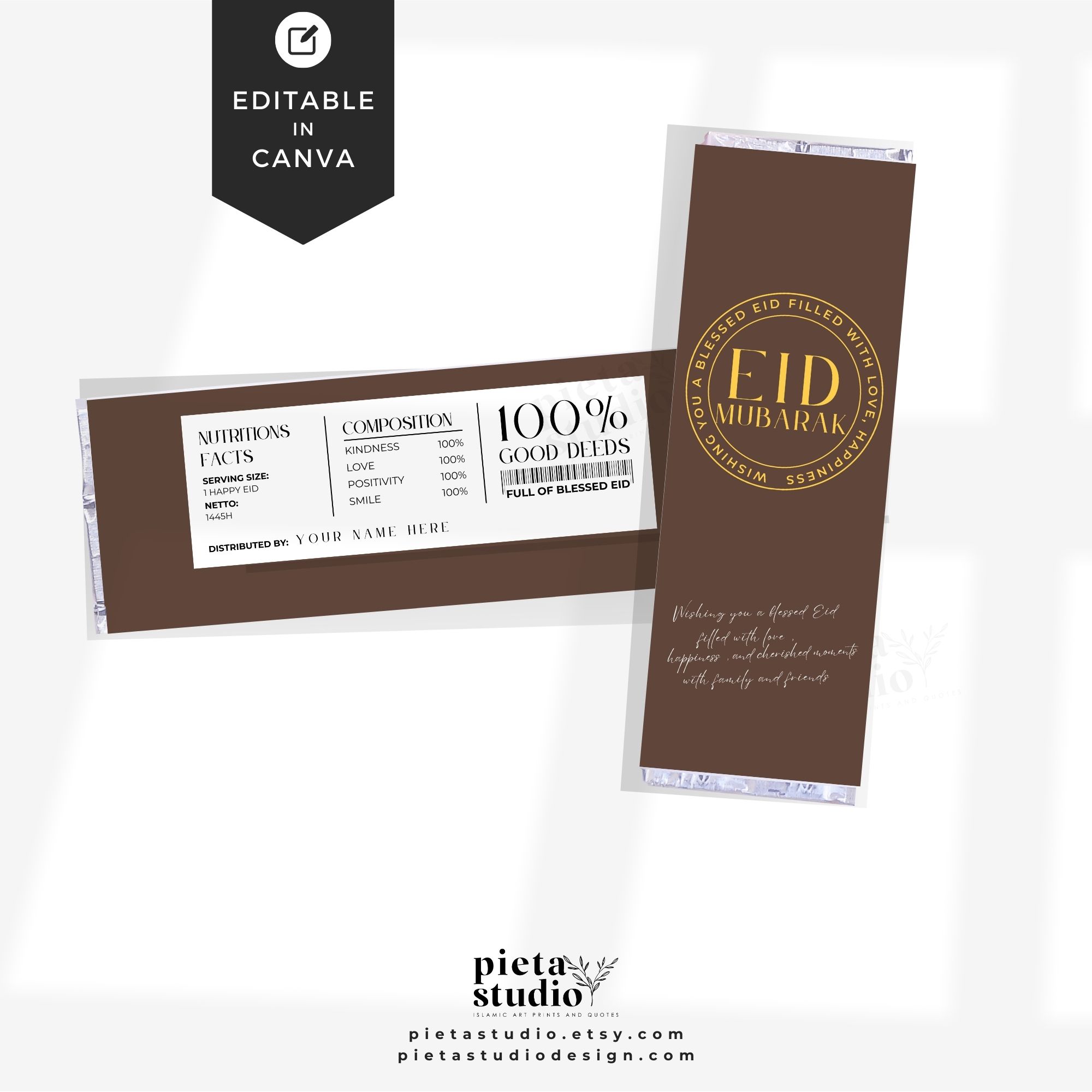 Eid Chocolate Wrapper Canva Template